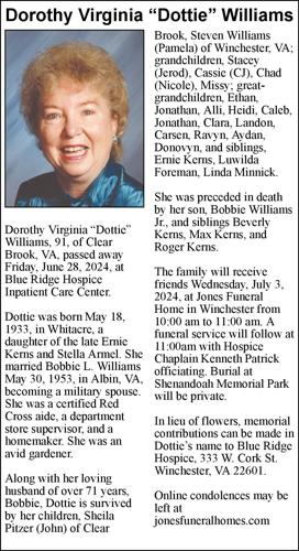 Dorothy Virginia “Dottie” Williams | Obituaries | winchesterstar.com