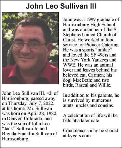 John Leo Sullivan III | Obituaries | winchesterstar.com