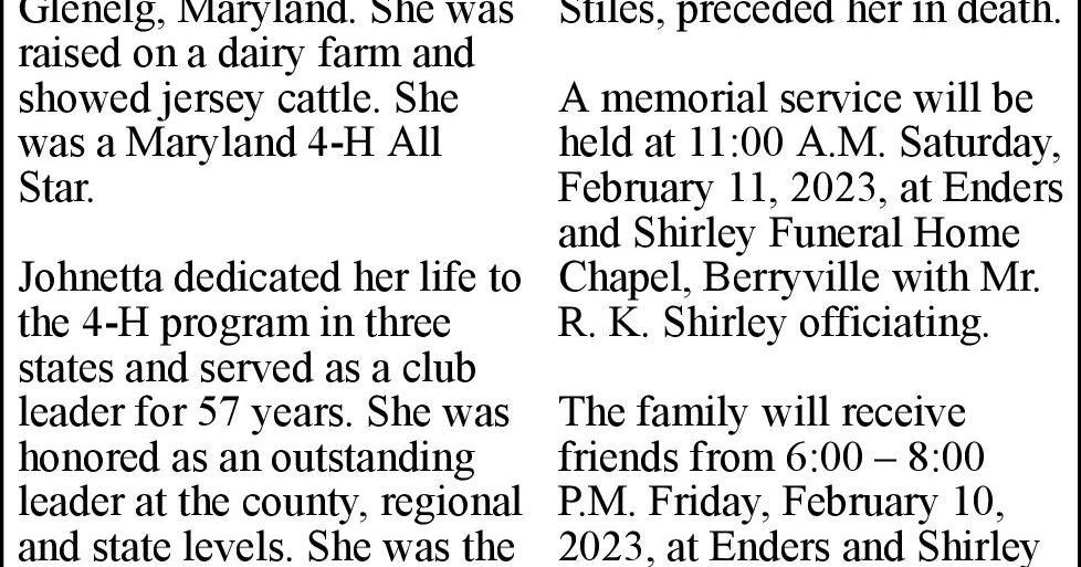 Johnetta Stiles Pruitt | Obituaries | winchesterstar.com