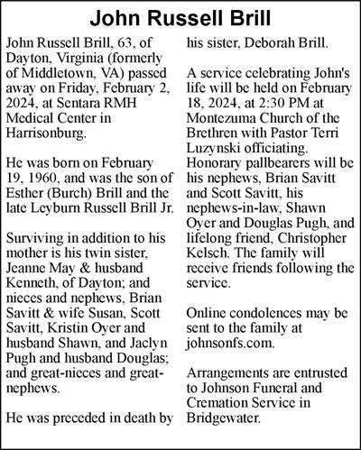 John Russell Brill | Obituaries | winchesterstar.com