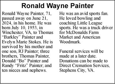 Ronald Wayne Painter | Obituaries | winchesterstar.com