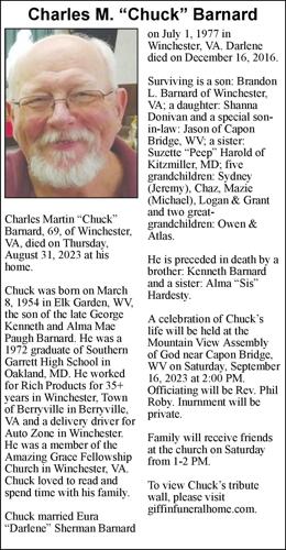 Charles M. “Chuck” Barnard | Obituaries | winchesterstar.com