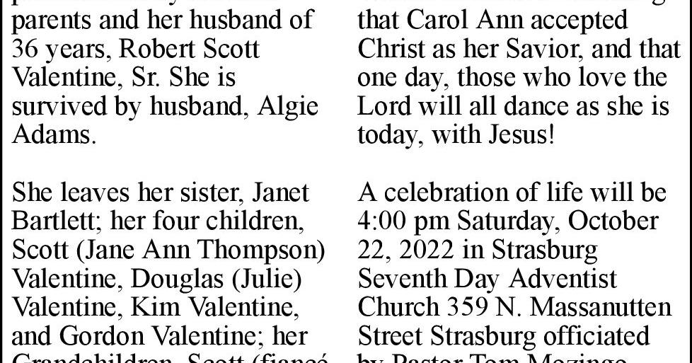 Carol Ann Adams | Obituaries | winchesterstar.com