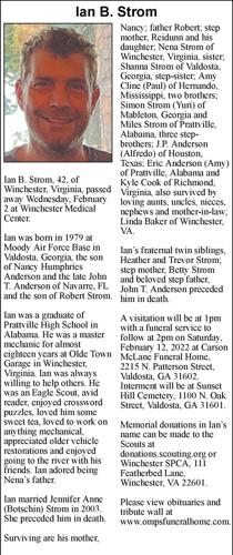 Ian B. Strom | Obituaries | winchesterstar.com