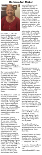 Barbara Ann Rinker | Obituaries | winchesterstar.com