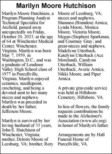 Marilyn Moore Hutchison | Obituaries | winchesterstar.com