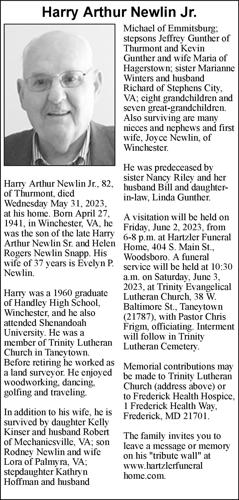 Harry Arthur Newlin Jr. | Obituaries | winchesterstar.com