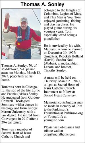 Thomas A. Sonley | Obituaries | winchesterstar.com