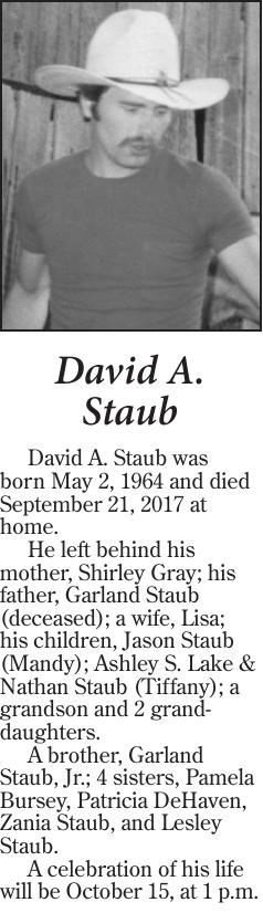 David A. Staub | Obituaries | winchesterstar.com