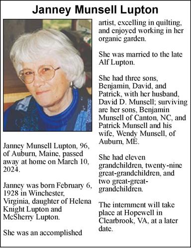 Janney Munsell Lupton | Obituaries | winchesterstar.com