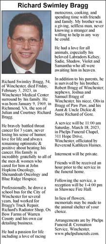 Richard Swimley Bragg | Obituaries | winchesterstar.com