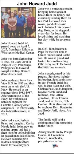 John Howard Judd | Obituaries | winchesterstar.com