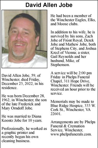 David Allen Jobe | Obituaries | winchesterstar.com