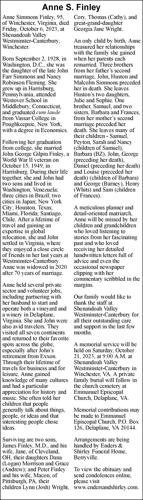 Anne S. Finley | Obituaries | winchesterstar.com
