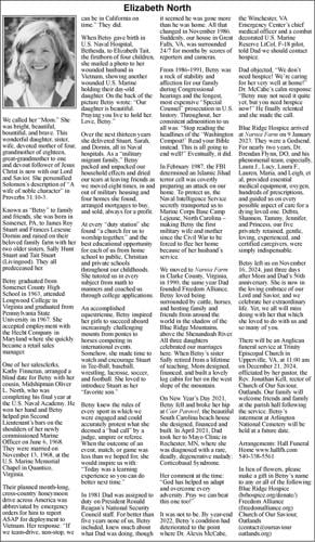 Elizabeth North | Obituaries | winchesterstar.com