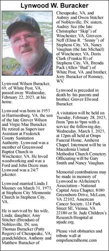 Lynwood W. Buracker | Obituaries | winchesterstar.com