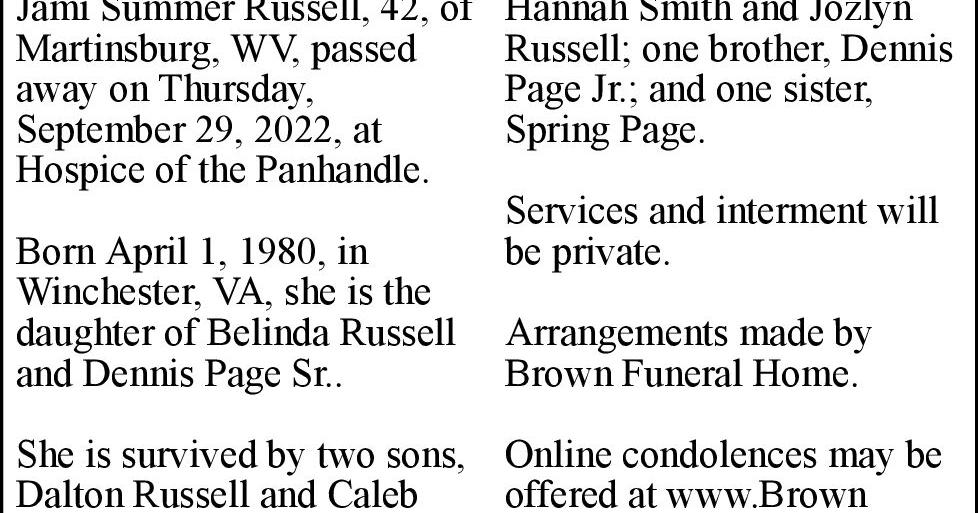 Jami Summer Russell | Obituaries | winchesterstar.com