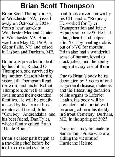 Brian Scott Thompson | Obituaries | winchesterstar.com
