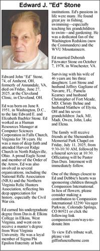 Edward J. "Ed" Stone | Obituaries | winchesterstar.com