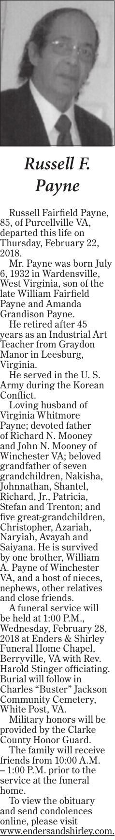 Russell F. Payne | Obituaries | winchesterstar.com