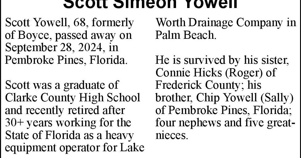 Scott Simeon Yowell | Obituaries | winchesterstar.com