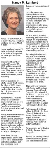 Nancy M. Lambert | Obituaries | winchesterstar.com