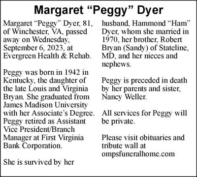 Margaret “Peggy” Dyer | Obituaries | winchesterstar.com