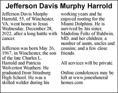 Jefferson Davis Murphy Harrold | Obituaries | winchesterstar.com