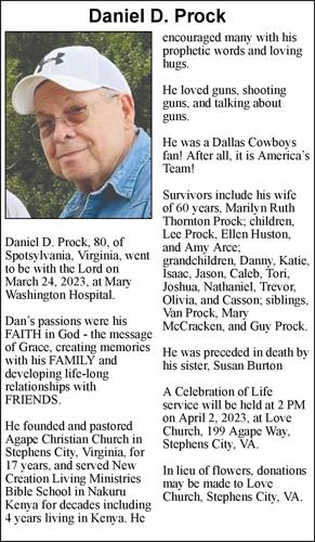 Daniel D. Prock | Obituaries | winchesterstar.com