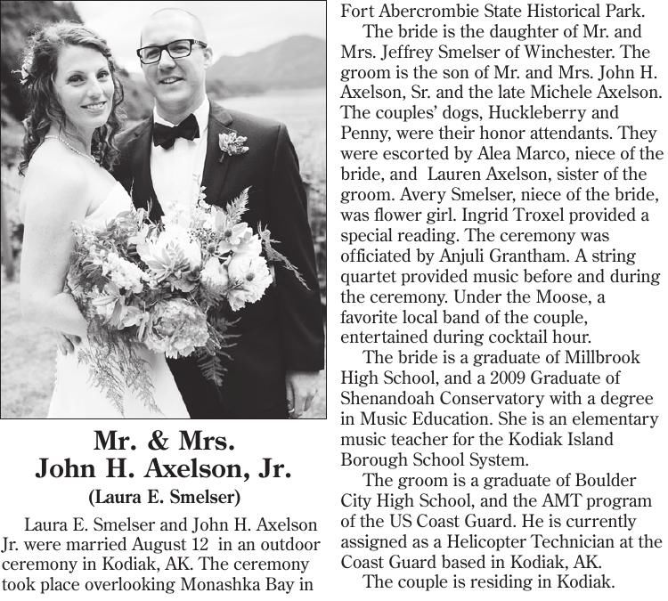 Mr. & Mrs. John H. Axelson Jr. (Laura E. Smelser) | Lifestyles ...