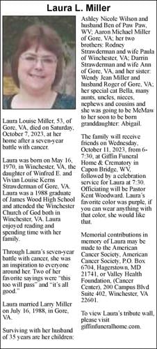 Laura L. Miller | Obituaries | winchesterstar.com