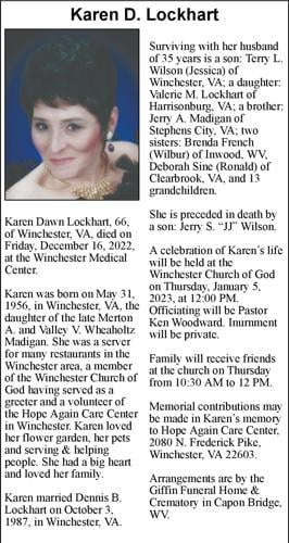 Karen D. Lockhart | Obituaries | winchesterstar.com