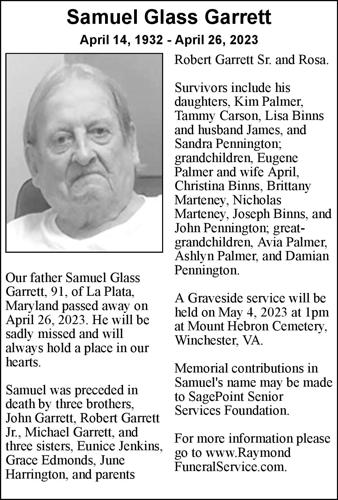 Samuel Glass Garrett April 14, 1932 - April 26, 2023 | Obituaries ...