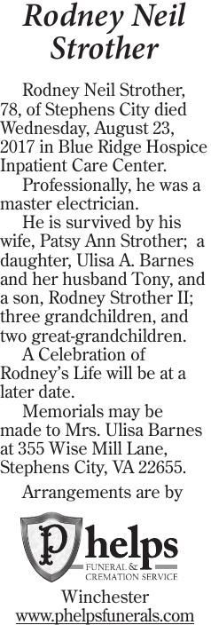 Rodney Neil Strother | Obituaries | winchesterstar.com