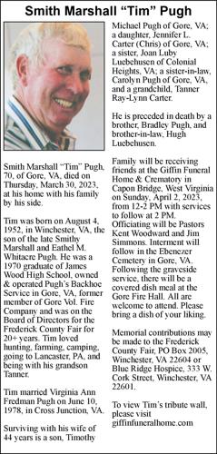 Smith Marshall “Tim” Pugh | Obituaries | winchesterstar.com