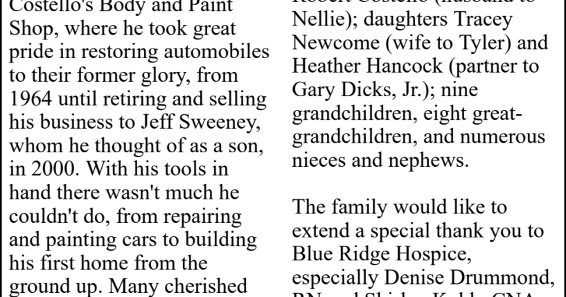 Edward Carter Costello | Obituaries | winchesterstar.com