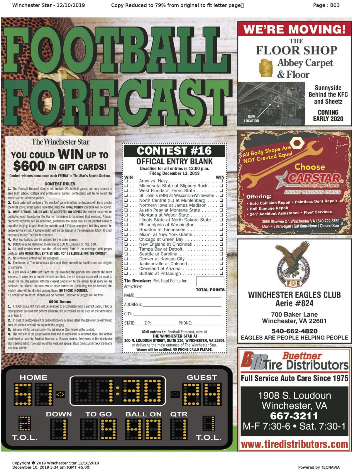 Football Forecast 12-10 | | winchesterstar.com