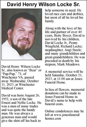 David Henry Wilson Locke Sr. | Obituaries | winchesterstar.com
