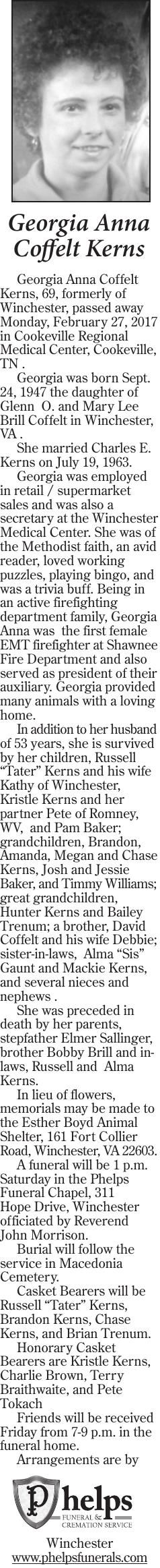 Georgia Anna Coffelt Kerns | Obituaries | winchesterstar.com
