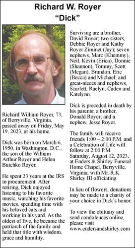 Richard W. Royer “Dick” | Obituaries | winchesterstar.com