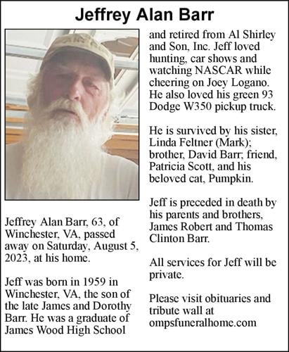Jeffrey Alan Barr | Obituaries | winchesterstar.com