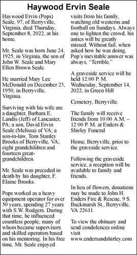 Haywood Ervin Seale | Obituaries | winchesterstar.com