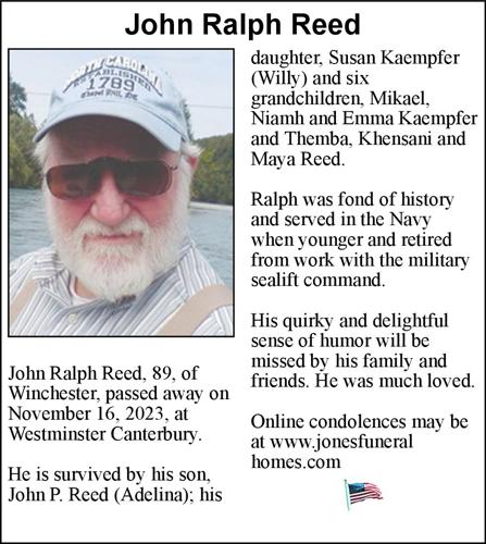 John Ralph Reed | Obituaries | winchesterstar.com