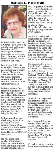 Barbara L. Harshman | Obituaries | winchesterstar.com