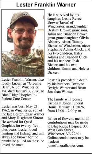 Lester Franklin Warner | Obituaries | winchesterstar.com