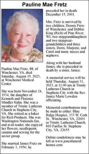 Pauline Mae Fretz | Obituaries | winchesterstar.com