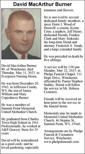 David MacArthur Burner | Obituaries | winchesterstar.com