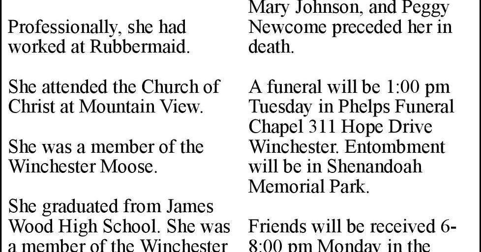 Wanda Margaret Tobin Hartley | Obituaries | winchesterstar.com