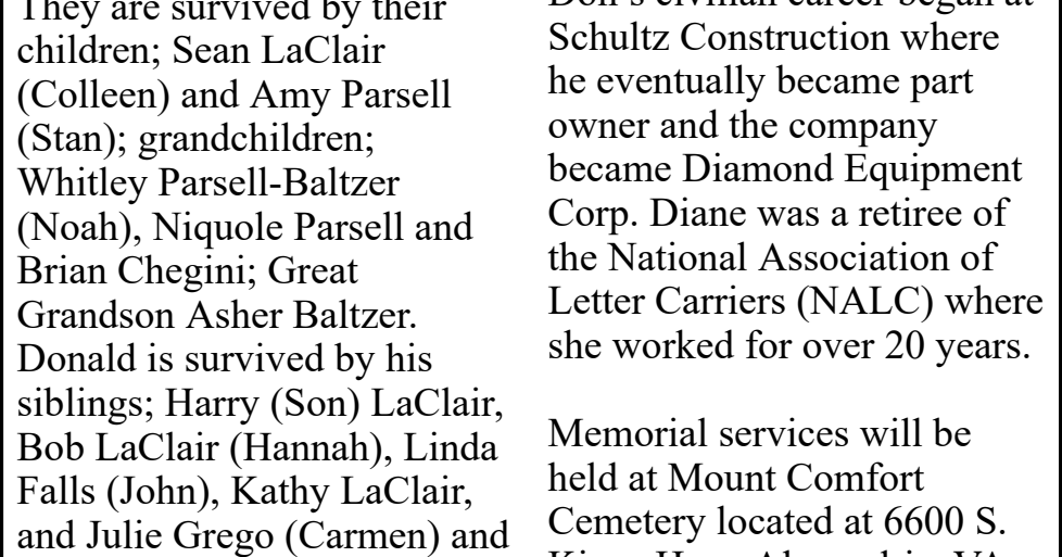 Diane and Donald LaClair | Obituaries | winchesterstar.com