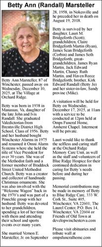 Betty Ann (Randall) Marsteller | Obituaries | winchesterstar.com